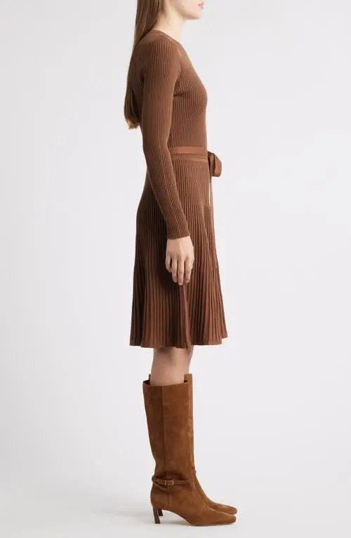 Julia Jordan Ribbed Belted Sweater Dress