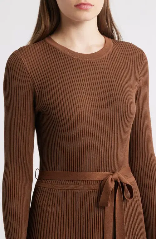 Julia Jordan Ribbed Belted Sweater Dress