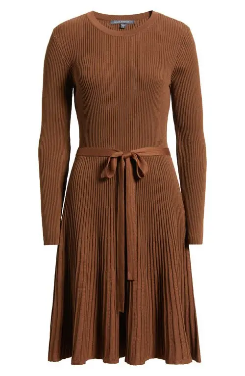 Julia Jordan Ribbed Belted Sweater Dress