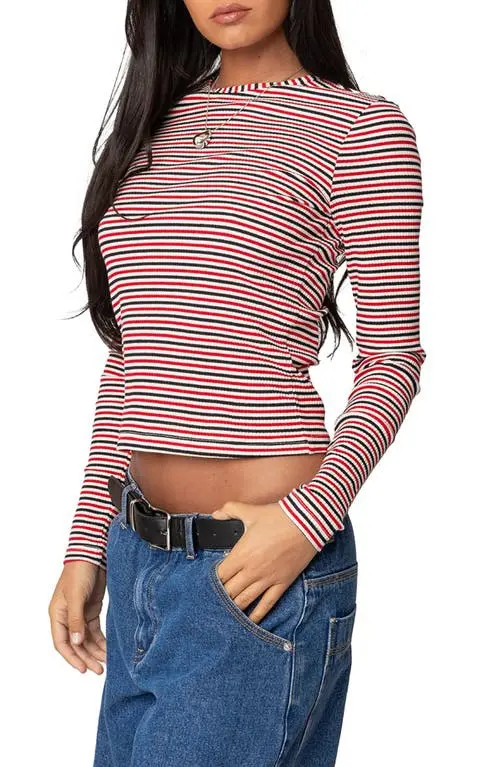 EDIKTED Corina Stripe Rib Top