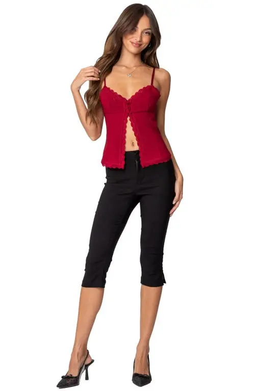 EDIKTED Lace Trim Split Front Camisole