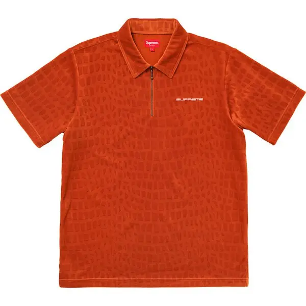 Supreme Croc Velour Zip Polo ポロシャツ Supreme Croc Velour Zip Polo Shirt - Orange | Editorialist