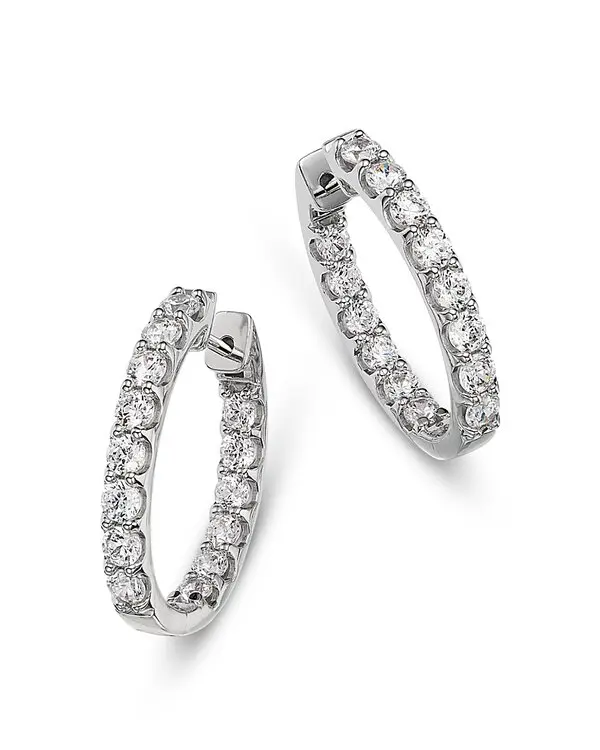 Bloomingdale'S Diamond Oval Hoop Earrings, 3 Tcw - White