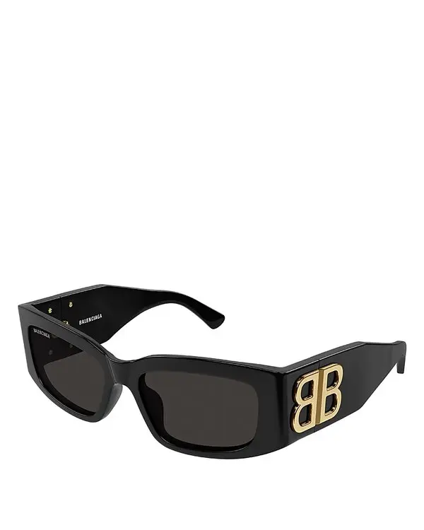Balenciaga Bossy Rectangular Sunglasses, 56mm - Black