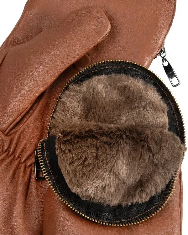 Echo Zip Top Faux Fur Mittens - Cinnamon