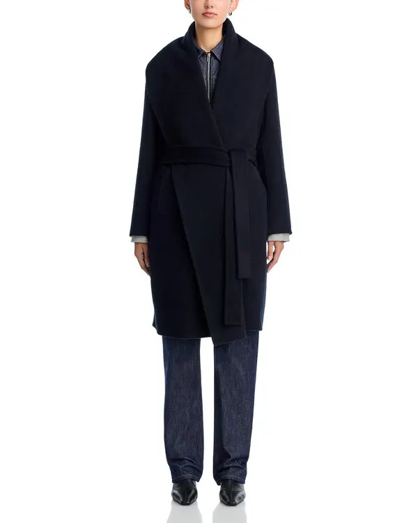 Kobi Halperin Wool Blend Belted Coat - Black