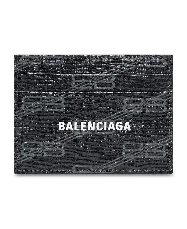 Balenciaga Signature Card Holder Bb Monogram Coated Canvas - Black