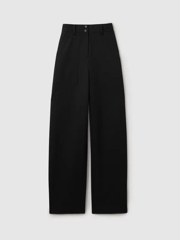 REISS Zoe Wool-blend Barrel Leg Trousers
