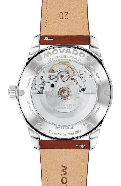 Movado Calendoplan Leather Strap Watch - Blue