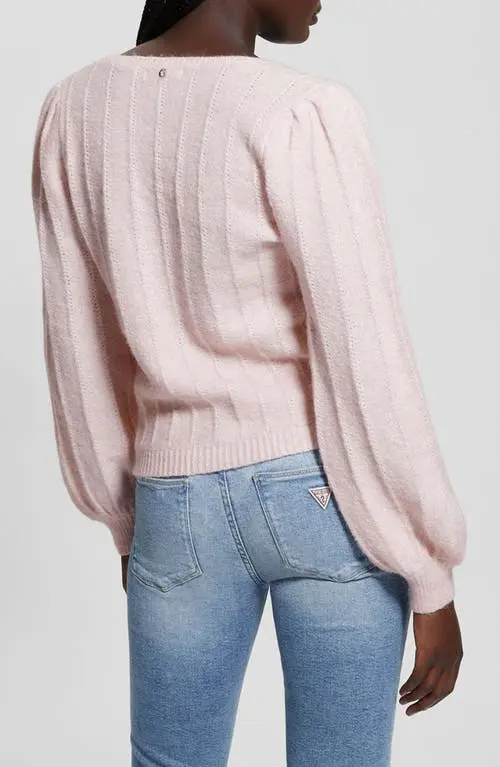 Guess Madeline Pointelle Detail Sweater - Low Key Pink