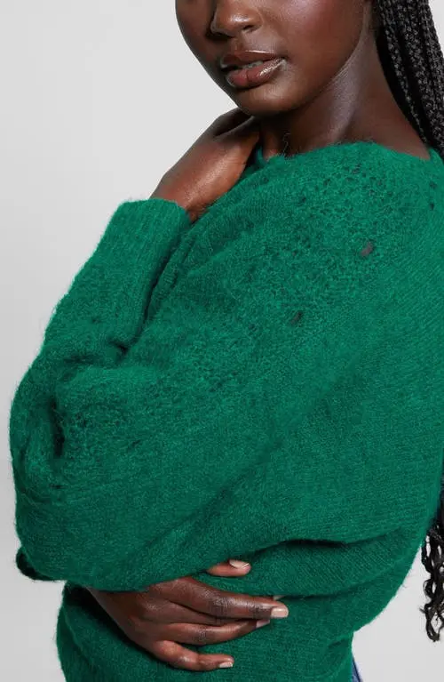 Guess Malorie Pointelle Dolman Sleeve Sweater - Adventurous Green