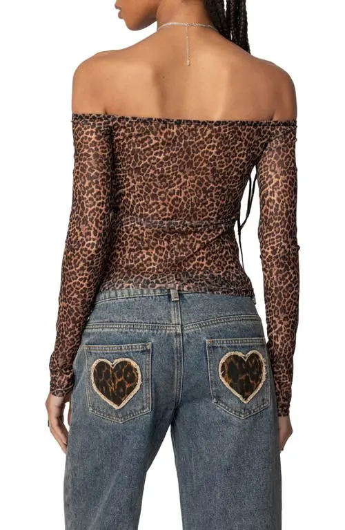 EDIKTED Print Sheer Mesh Top