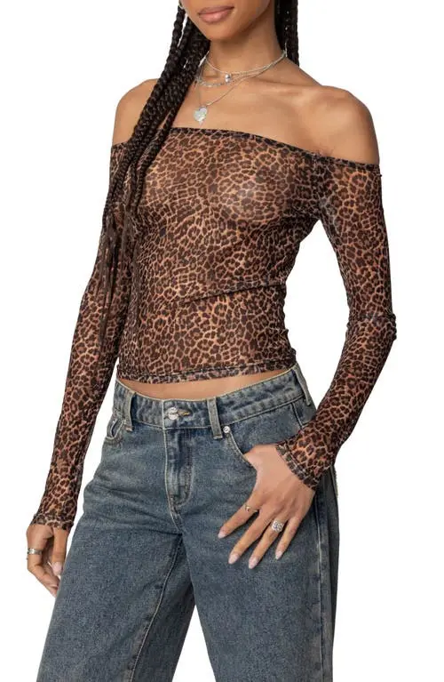 EDIKTED Print Sheer Mesh Top