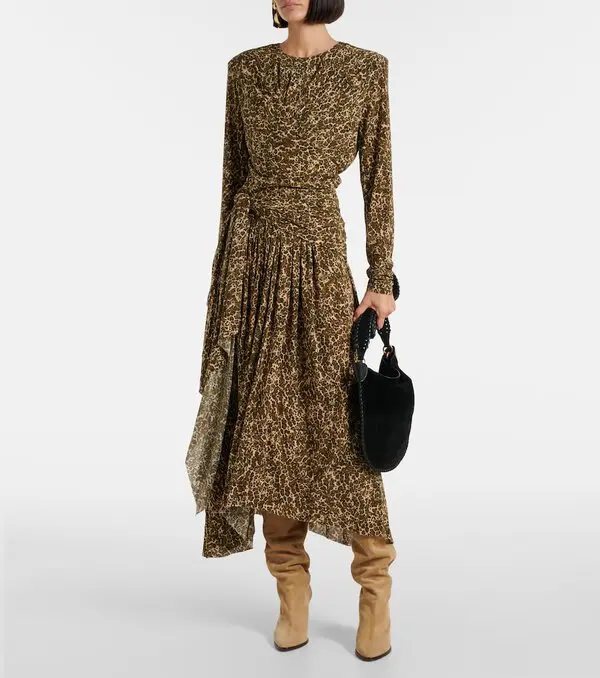 Isabel Marant Étoile Zeidi Leopard-print Draped Maxi Dress - Brown