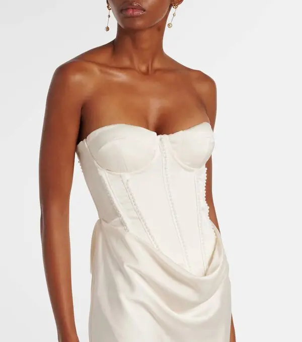 rotate corset dress Bridal embellished satin corset dress in white - Rotate