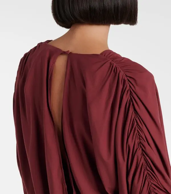 Magda Butrym Draped Floral-appliqué Jersey Minidress