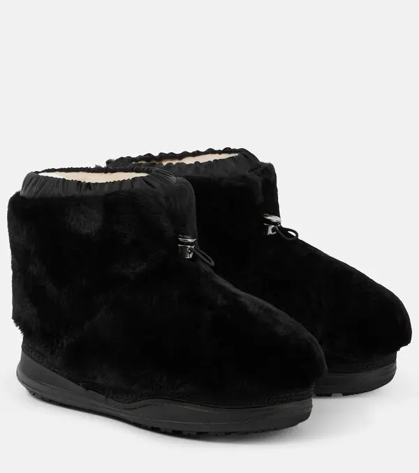 Bogner Shearling-trimmed Leather Ankle Boots - Black
