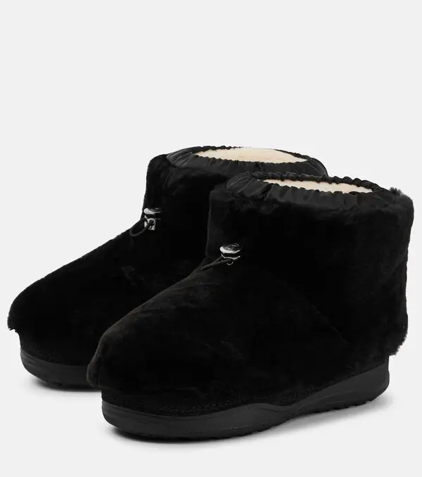 Bogner Shearling-trimmed Leather Ankle Boots - Black
