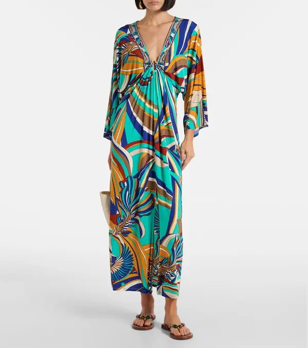 Camilla Draped Printed Maxi Dress