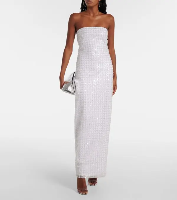 ROTATE BY BIRGER CHRISTENSEN Bridal Beaded Sequined Maxi Dress