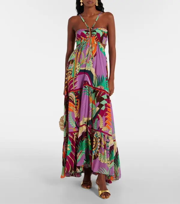 Camilla Gathered Printed Maxi Dress