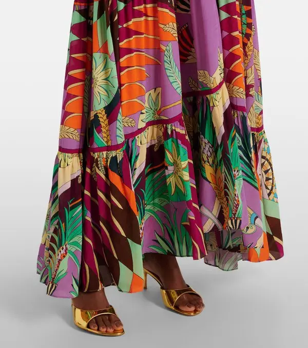 Camilla Gathered Printed Maxi Dress - Multicoloured