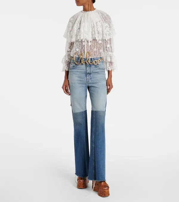 Chloé Patchwork Flared Jeans
