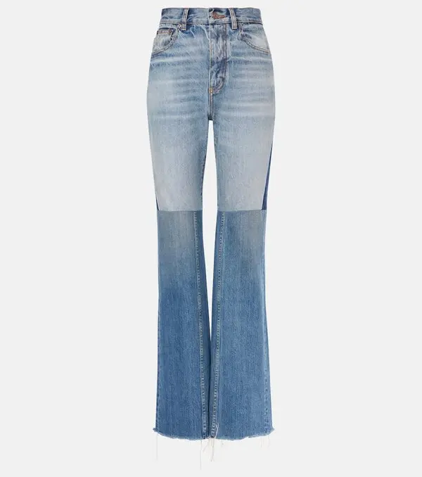 Chloé Patchwork Flared Jeans - Blue