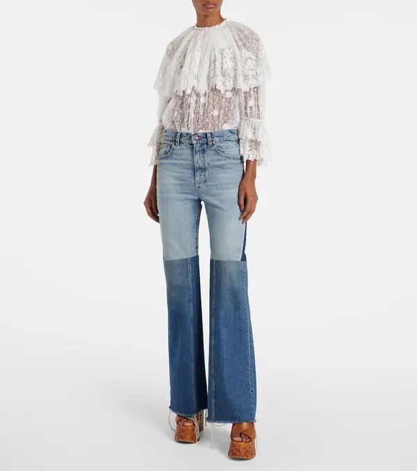 Chloé Patchwork Flared Jeans