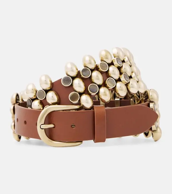 Isabel Marant Varana Embellished Leather Belt - Brown