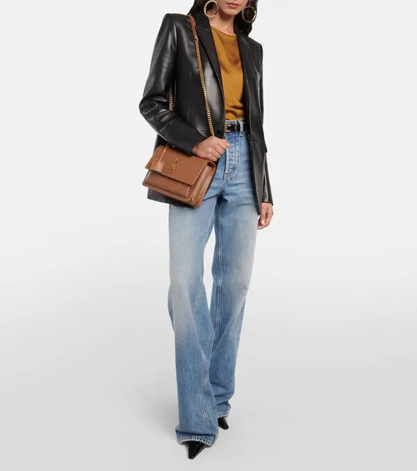 Saint Laurent Sunset Medium Leather Shoulder Bag - Brown