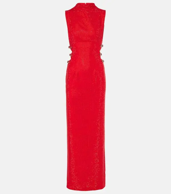 SELF-PORTRAIT Embellished Cutout Crepe Gown