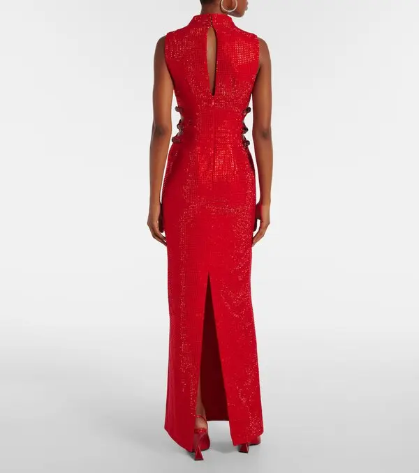 SELF-PORTRAIT Embellished Cutout Crepe Gown