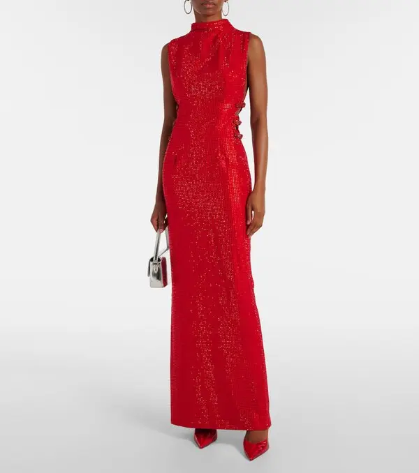 SELF-PORTRAIT Embellished Cutout Crepe Gown
