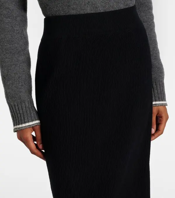 Brunello Cucinelli Midi Skirt In Wool, Cashmere, And Silk