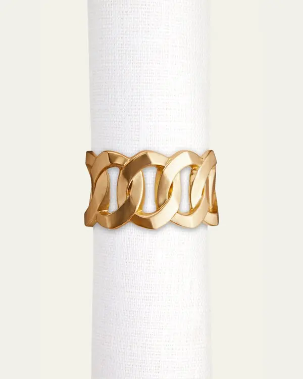 L'Objet Cuban Link 24k Gold Napkin Rings Jewels, Set Of 4 - One-color
