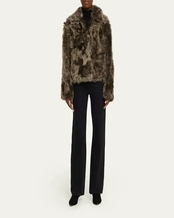YVES SALOMON Short Lamb Shearling Jacket - Alpes