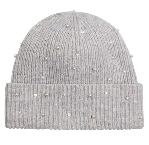 CAROLYN ROWAN ACCESSORIES Cashmere Crystal-embellished Beanie - Heather Chrome