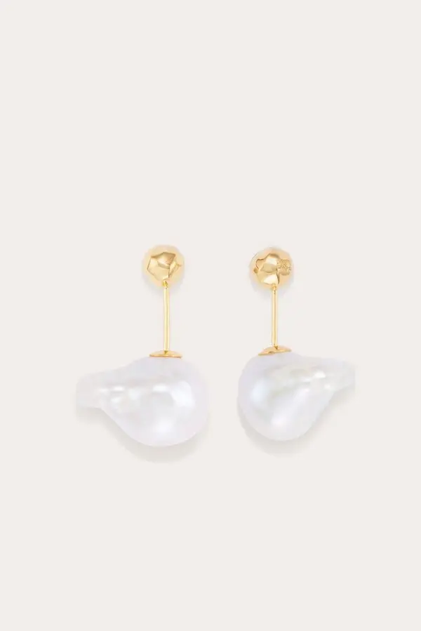 LIFFNER Pearl Mini Barbell Earrings - Gold