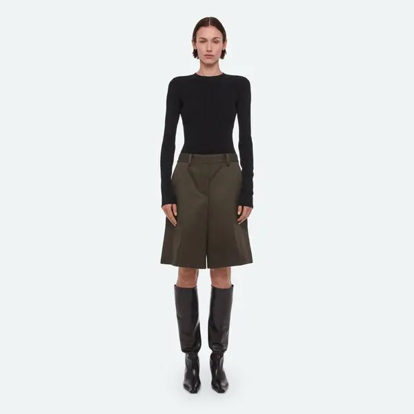 Helmut Lang Utility Shorts In Cotton Chino Twill - Dark Moss