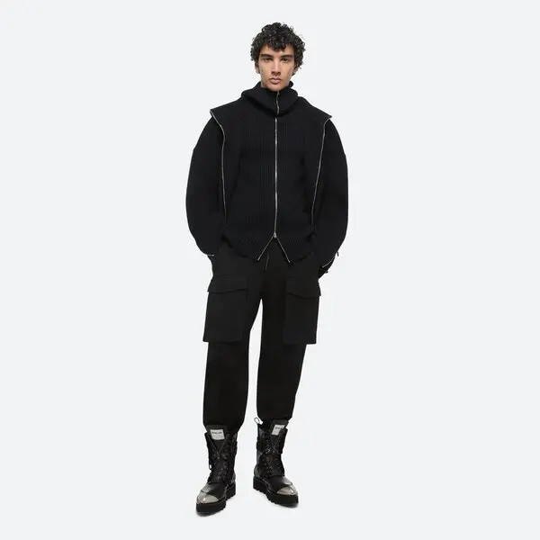 Helmut Lang Double-faced Cocoon Zip-up Jacket - Black
