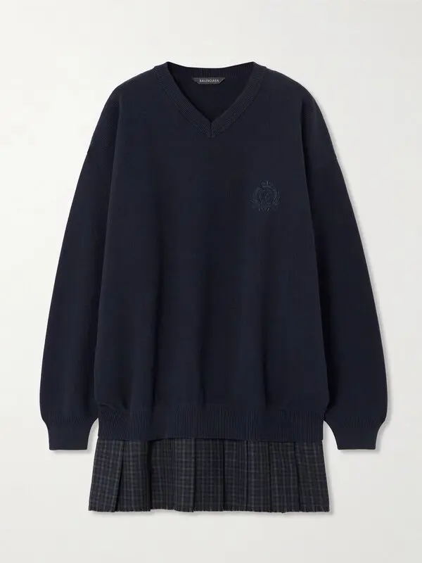 Balenciaga Layered Embroidered Cotton Mini Dress