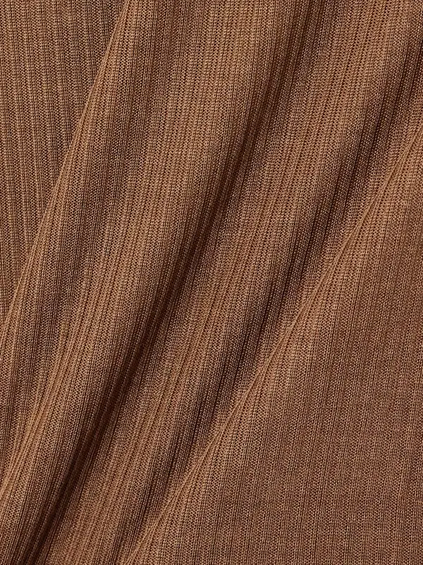 LEMAIRE Seamless Ribbed-knit Turtleneck Top - Brown