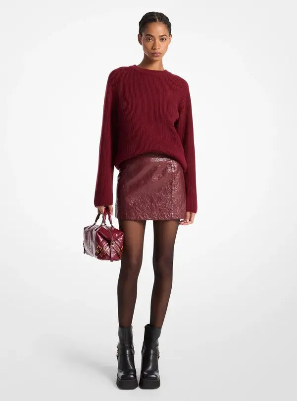 Michael Kors Washed Leather Mini Skirt - Red