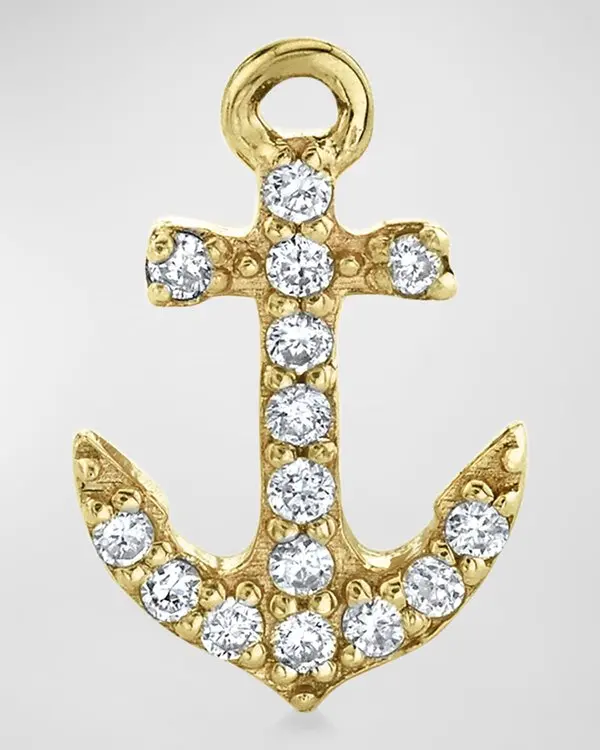 SYDNEY EVAN 14k Yellow Diamond Anchor Stud Earring - Gold