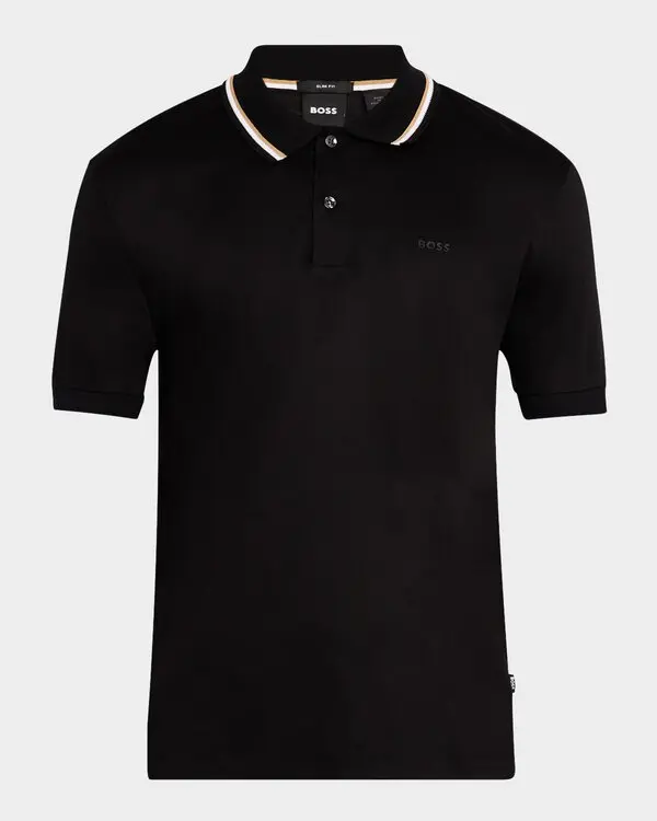 BOSS Penrose Tipped-collar Polo Shirt - Black