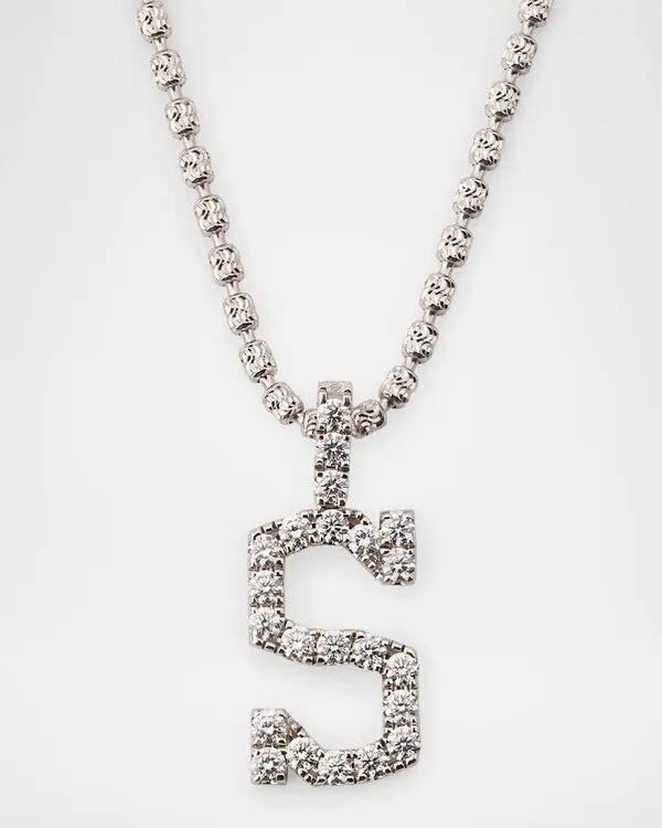 Neiman Marcus 18k White Gold Diamond Initial Necklace - Diamonds