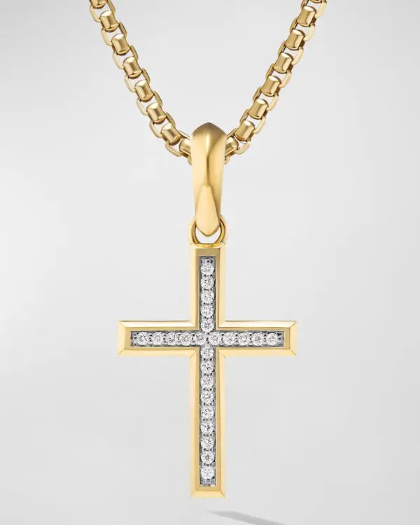 David Yurman 18k Gold Cross Pendant, 24mm - Diamond