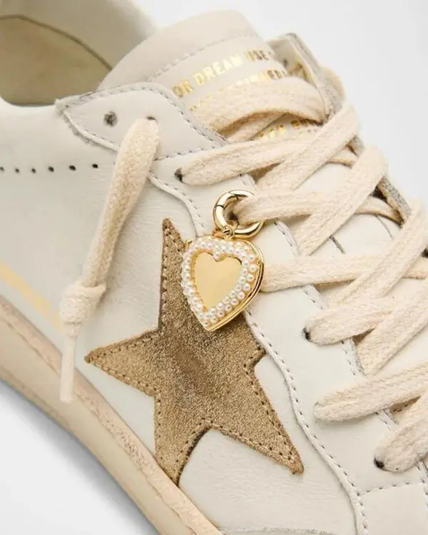 GOLDEN GOOSE Ball Star Low-top Sneakers With Locket - White Platinum