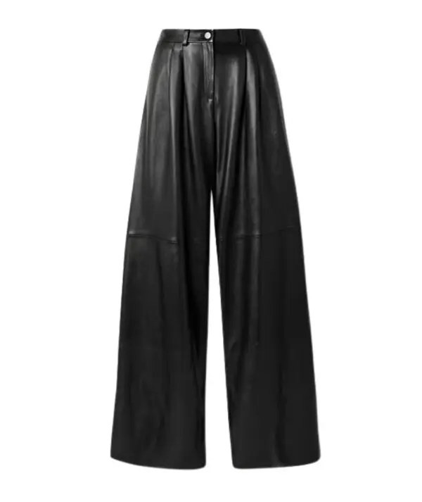 Magda Butrym Pleated Wide-leg Leather Pants
